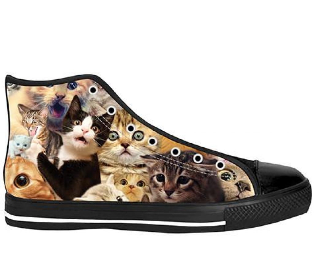 Surprised Cats Black Sole High Tops – Novelty Gift Ideas