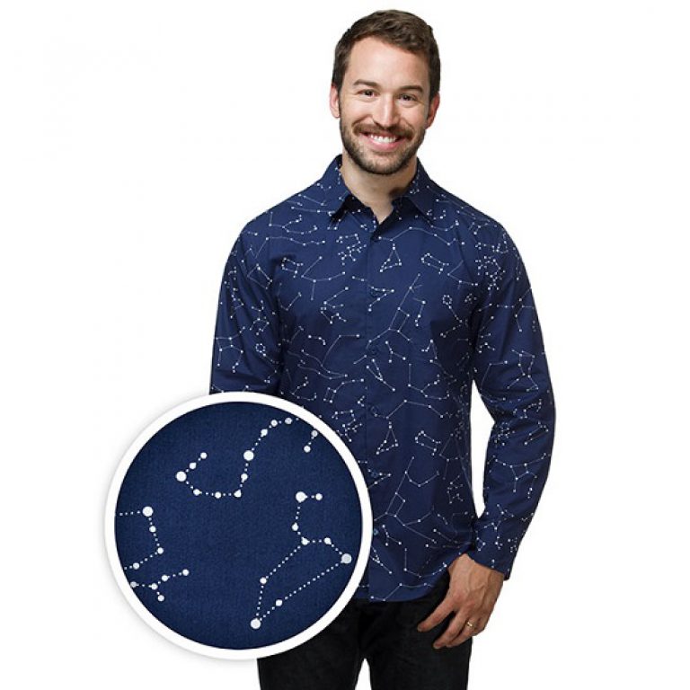 Constellations Long Sleeve Button-Down Shirt – Novelty Gift Ideas